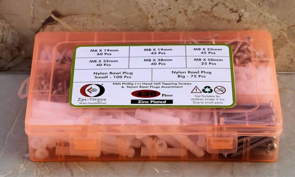 Buy 430 Pcs PAN Phillip Plus Head Zinc Plated Screws & Rawl Plugs ...